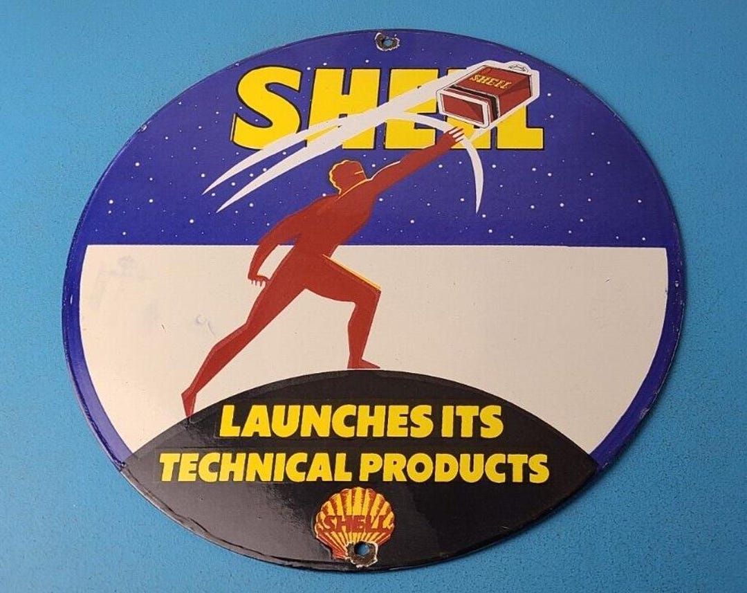 Vintage Shell Gasoline Sign - Product Launch Gas Service Station ...