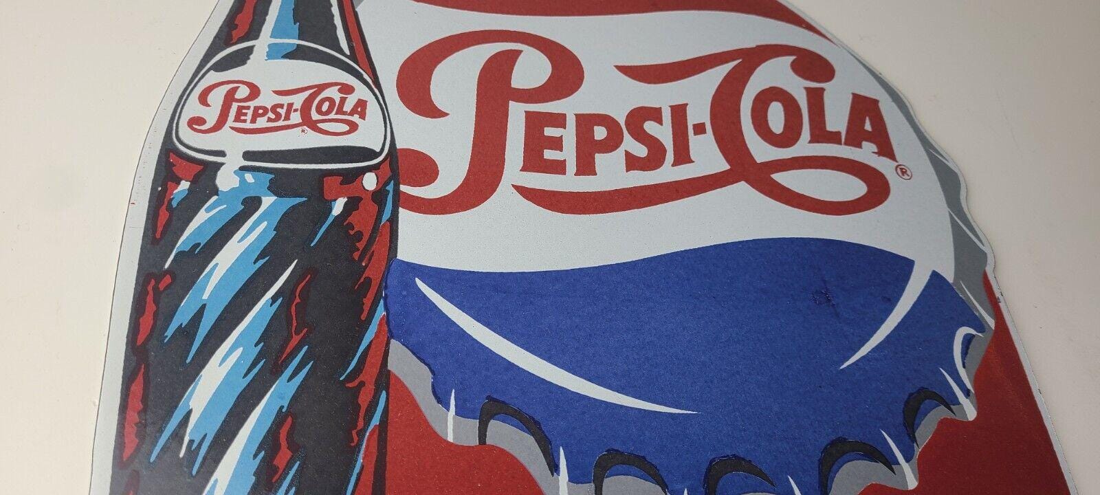 Vintage Pepsi Porcelain Sign - Ice Cold Beverage Drink Cola Gas Service ...
