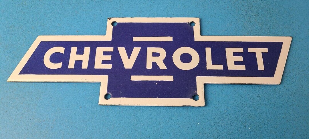 Vintage Chevrolet Sign - Porcelain Bow Tie Garage Auto Gas Pump Sales ...