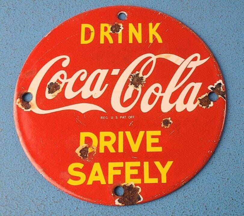 Vintage Coca Cola Porcelain Glass Bottles Gas Soda Beverage Service ...