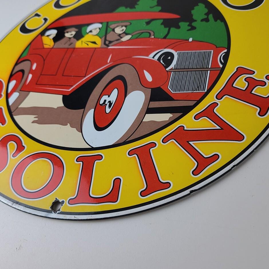 Vintage Conoco Gasoline Porcelain Sign - Automobile Gas Service ...