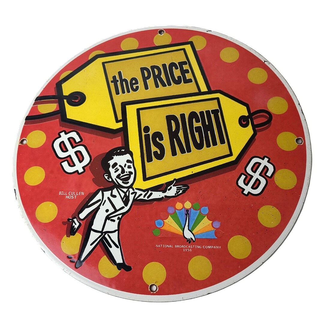 Vintage Price is Right Sign - Nbc Tv Game Show Gas Pump Porcelain Sign ...