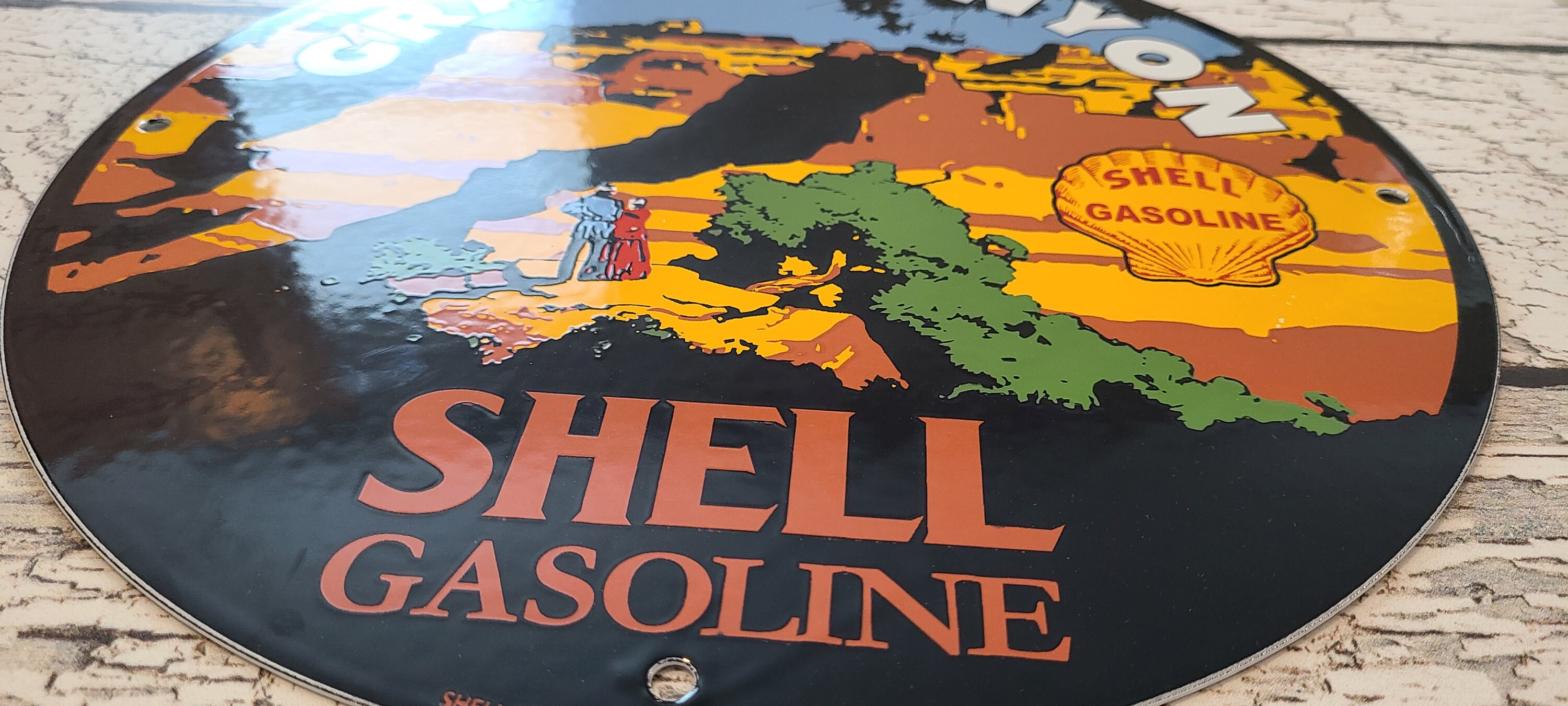 Vintage Shell Gasoline Porcelain Grand Canyon Gas & Motor Oil Service ...
