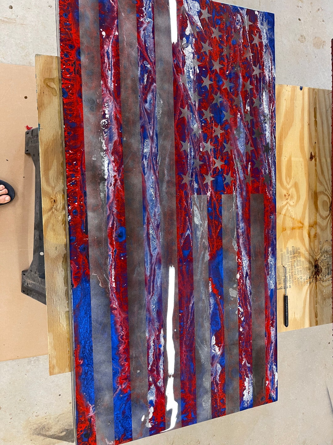 Custom Epoxy American Flag 19” X 36” - Etsy