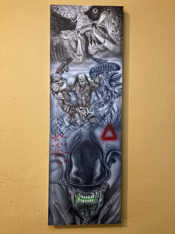 Alien Vs Predator Airbrush Canvas 12x36 | Etsy