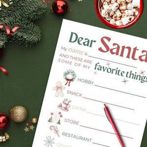 Secret Santa Question Sheet - Etsy