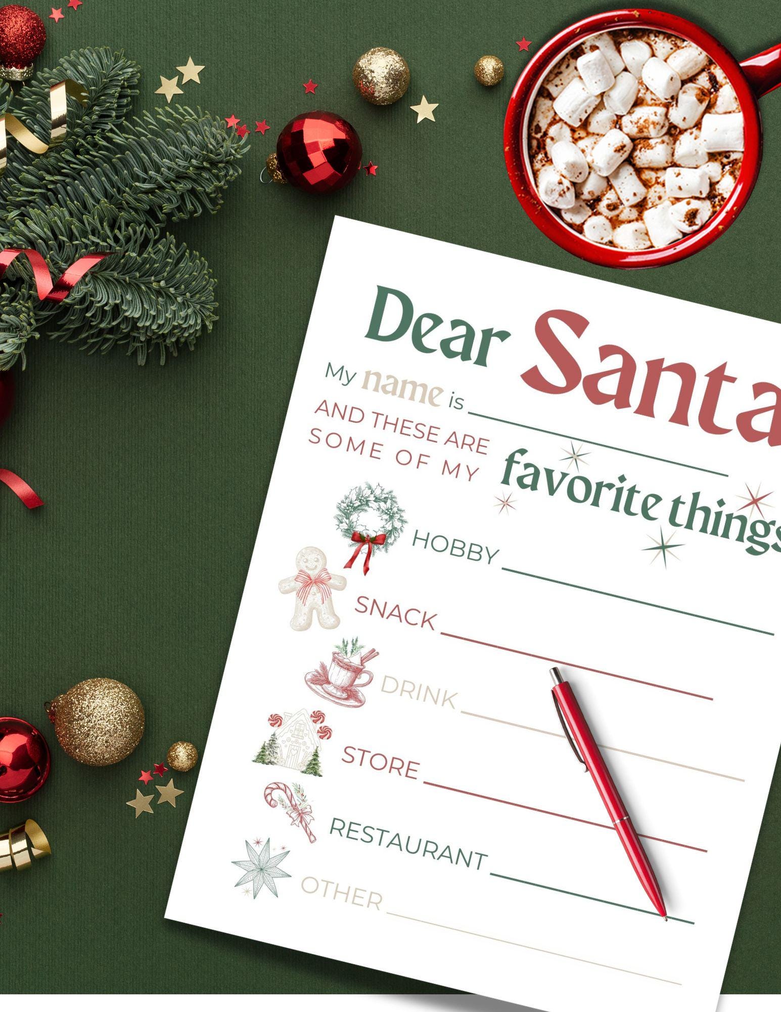 Secret Santa Question Sheet - Etsy