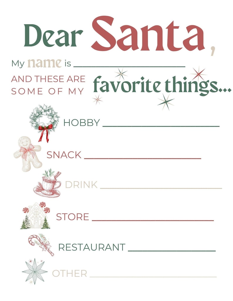 Secret Santa Question Sheet - Etsy
