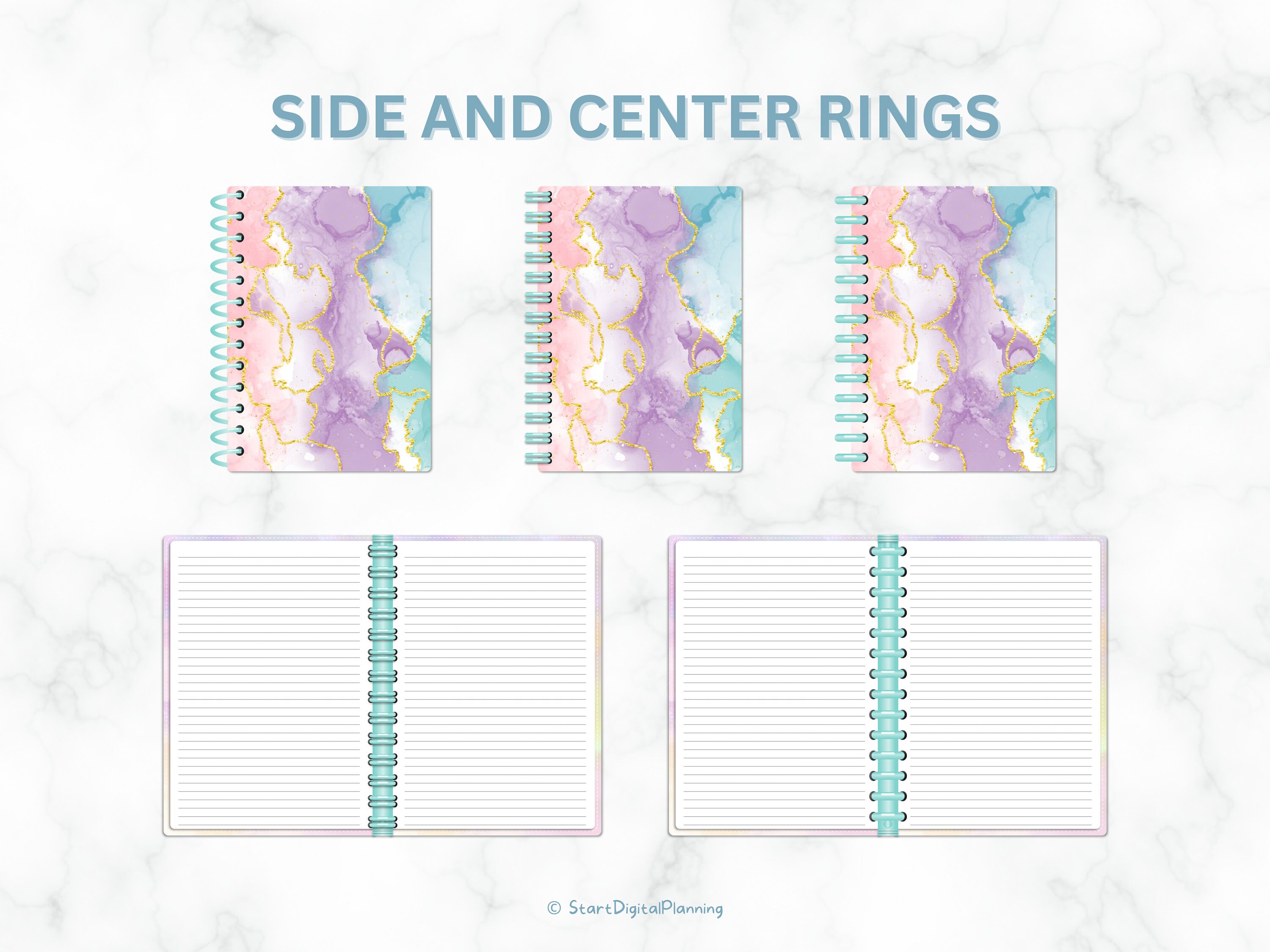 Digital Planner Binder Rings Metallics, Digital Rings for Digital ...