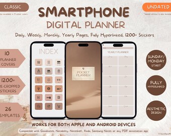 Undated Planner Undated Digital Phone Planner Digital Pocket Planner ...