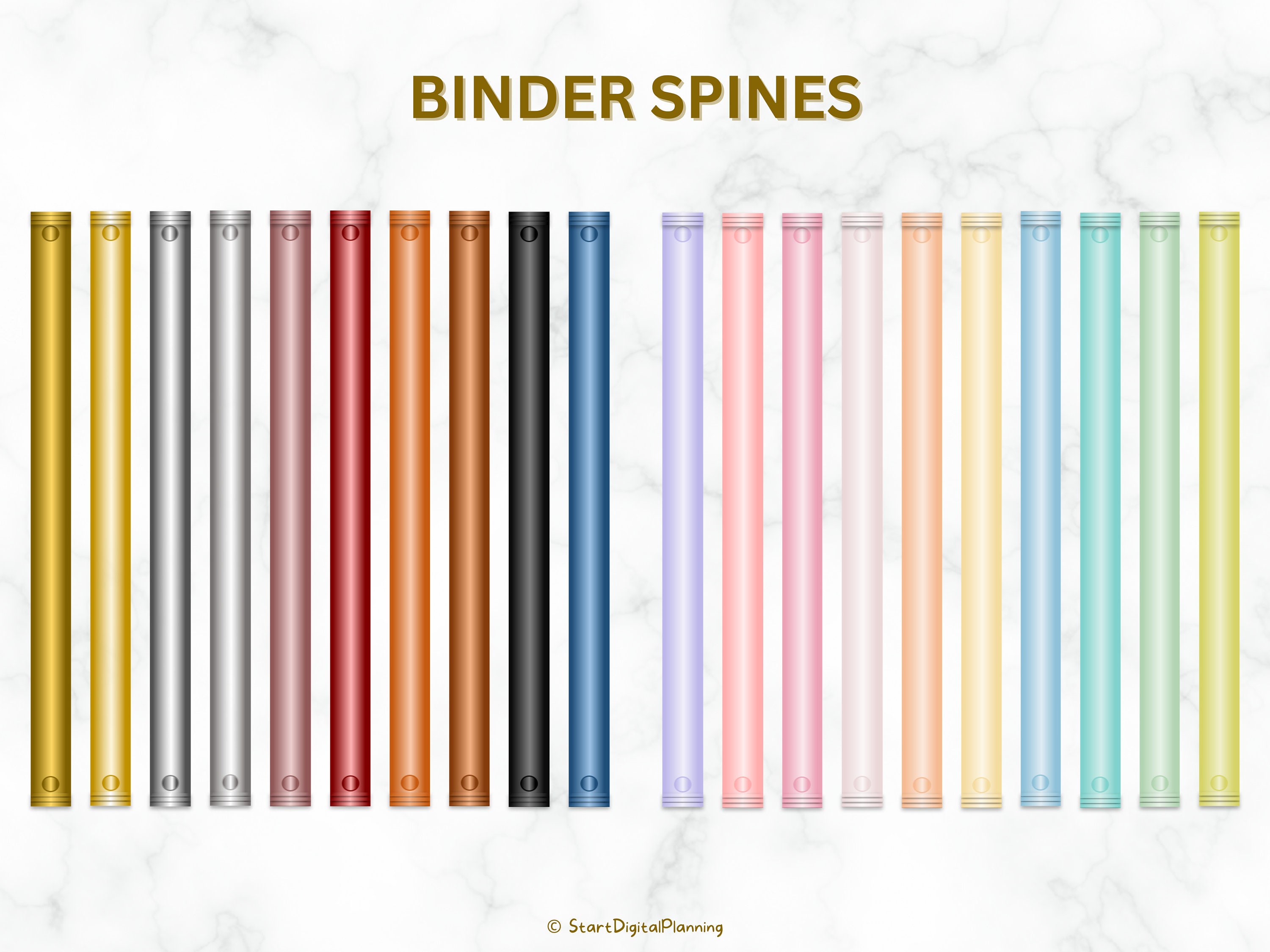 Digital Planner Binder Rings Metallics, Digital Rings for Digital ...