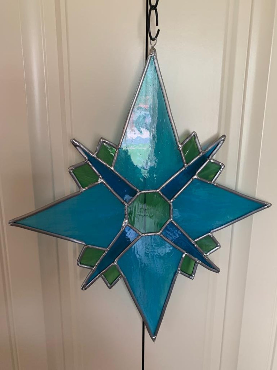 Blue Star Stained Glass Window Art - Etsy