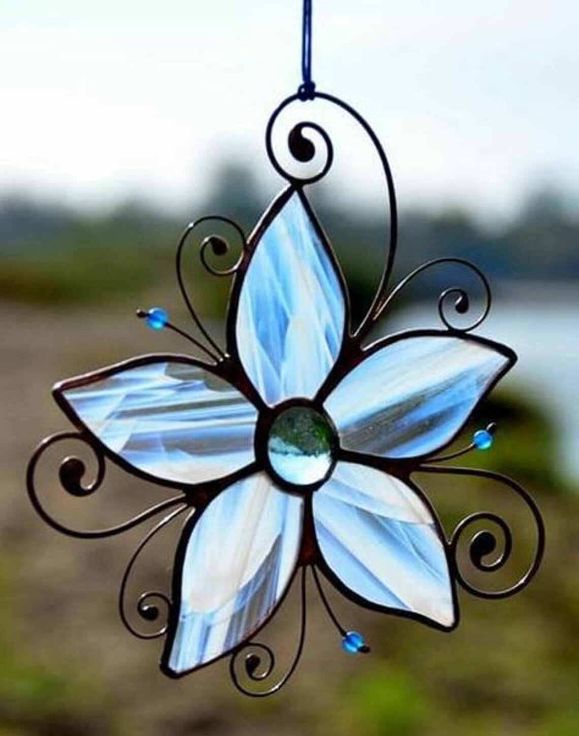 Blue Flower Suncatcher - Etsy