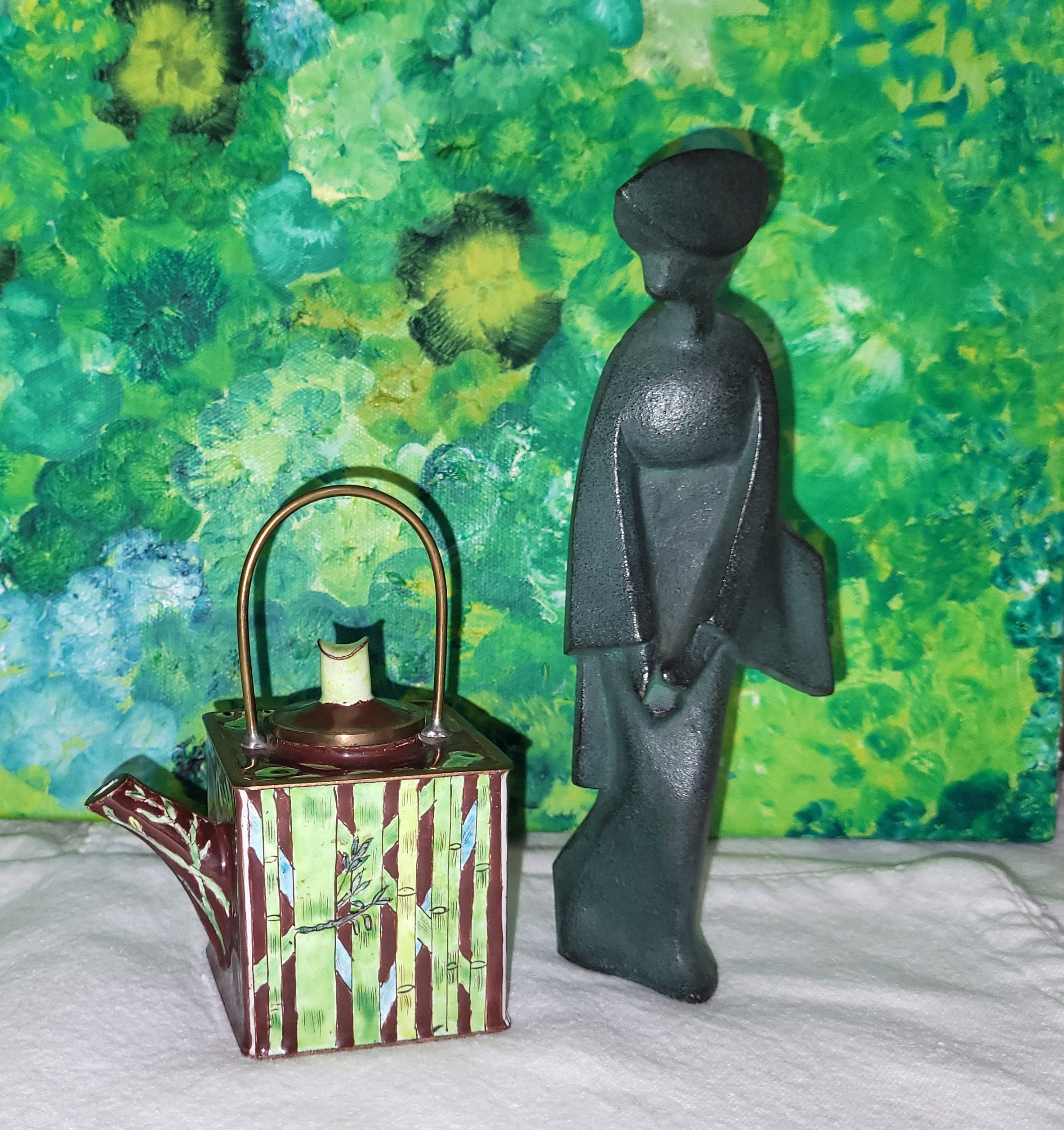 Tiny Mini Japan Enamel Teapot Figure Lidded Bamboo Signed - Etsy