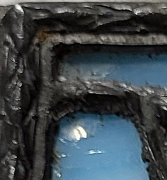 Vintage Slag Glass Belt Buckle Pewter flowers Blue Tr… - Gem