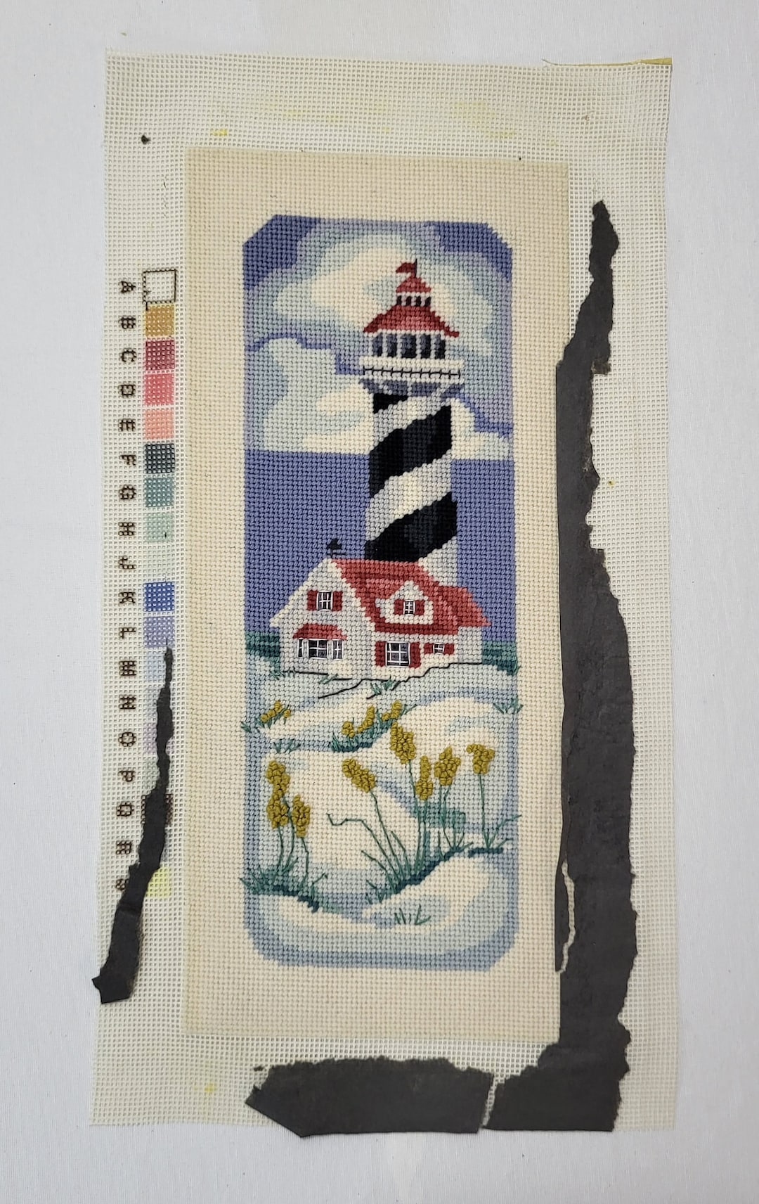 Vintage Lighthouse Needlepoint Labeled Handmade Northeast American ...