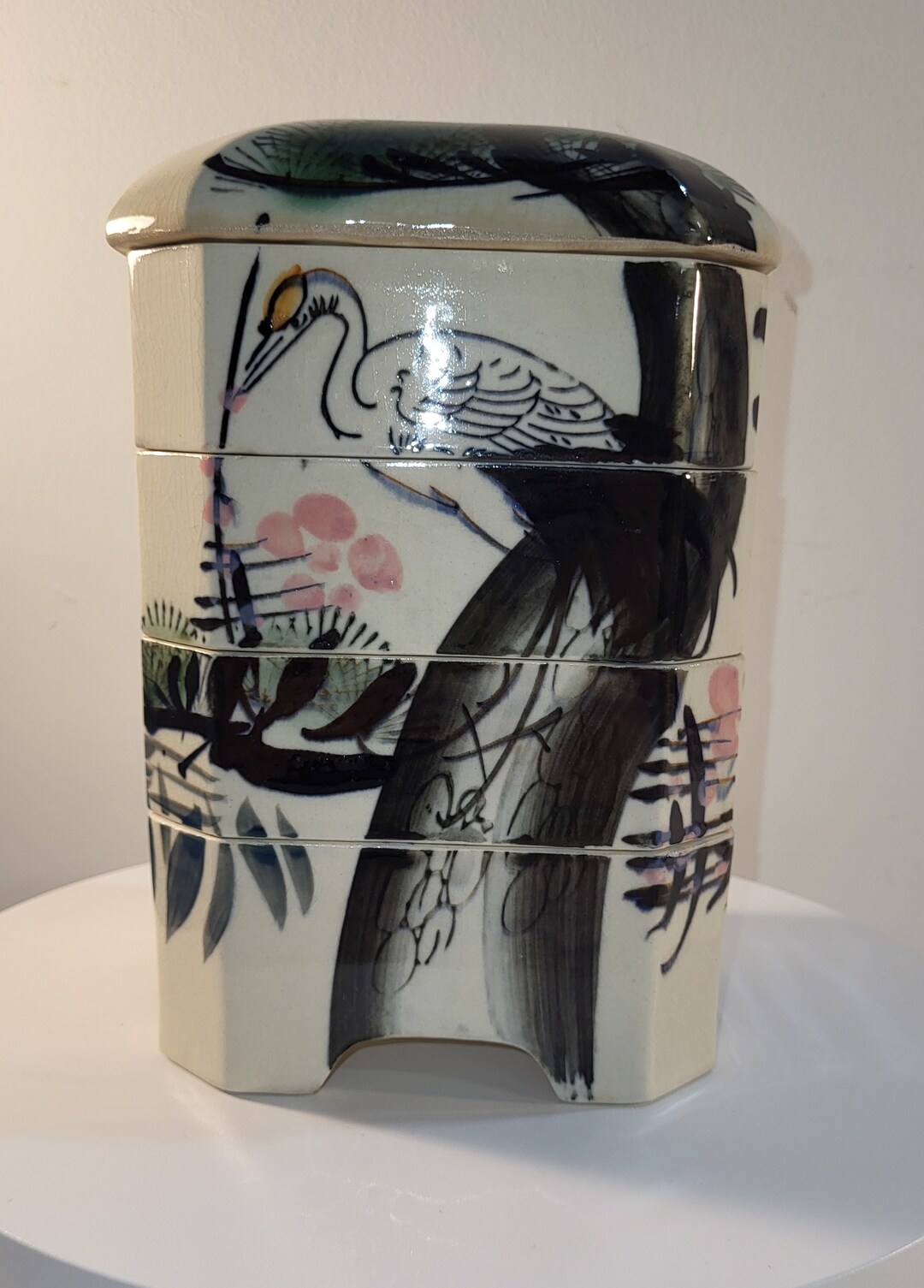 Vintage Japanese Porcelain Bento Box Jubako Stacking Box, 1940's, Black ...