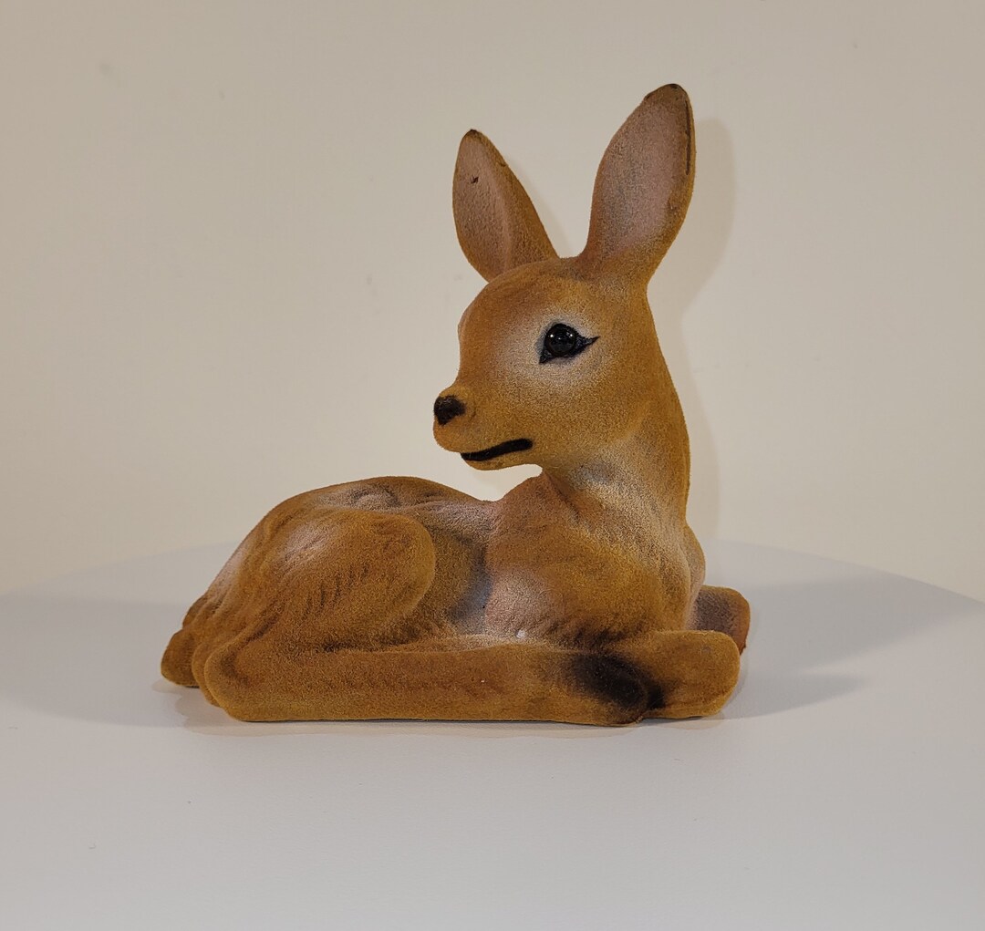 Vintage Flocked Blow Mold Small Fawn With Spots 60's 80's Christmas ...