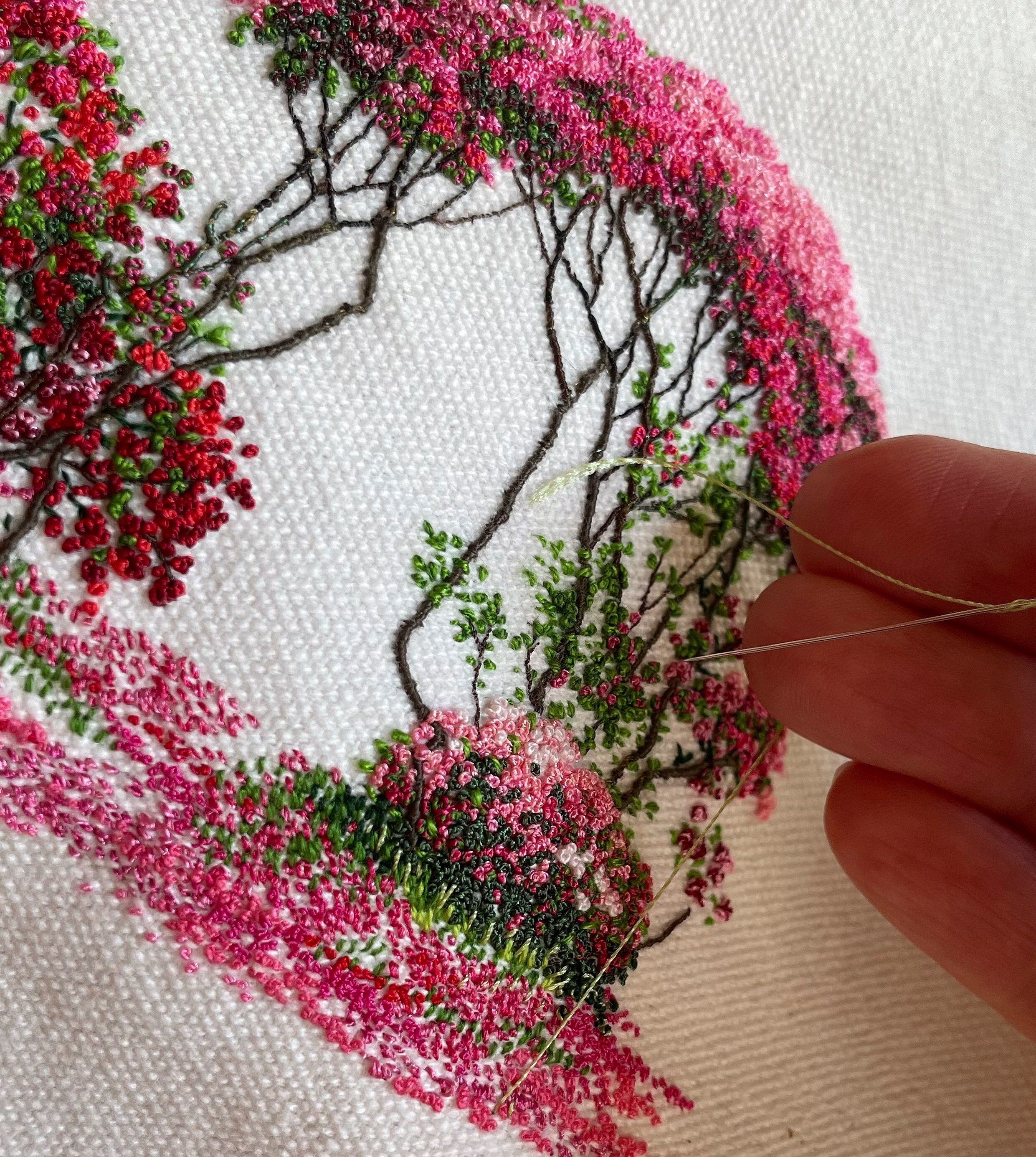 Azalea Embroidery Digital Tutorial (RUS), Floral Embroidery Pattern ...