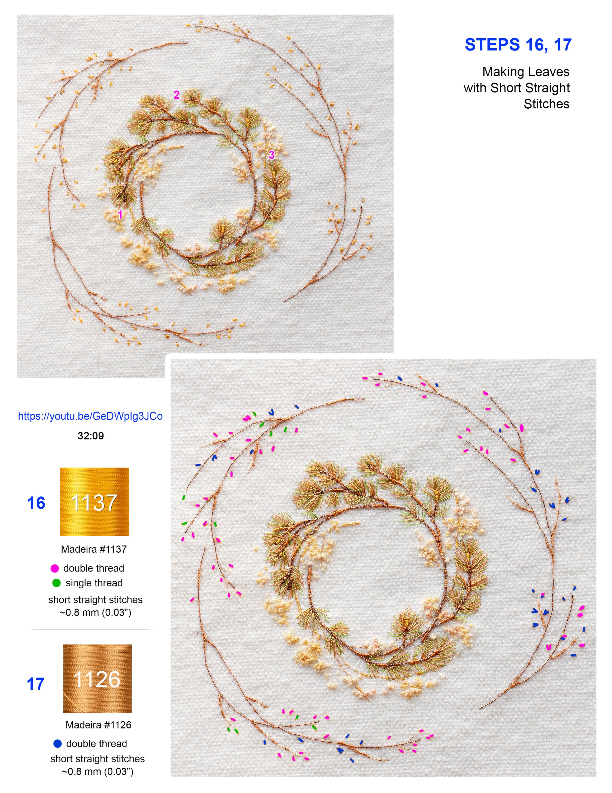 Autumn Wreath, Seasons, Embroidery Digital Tutorial, Plant Pattern ...