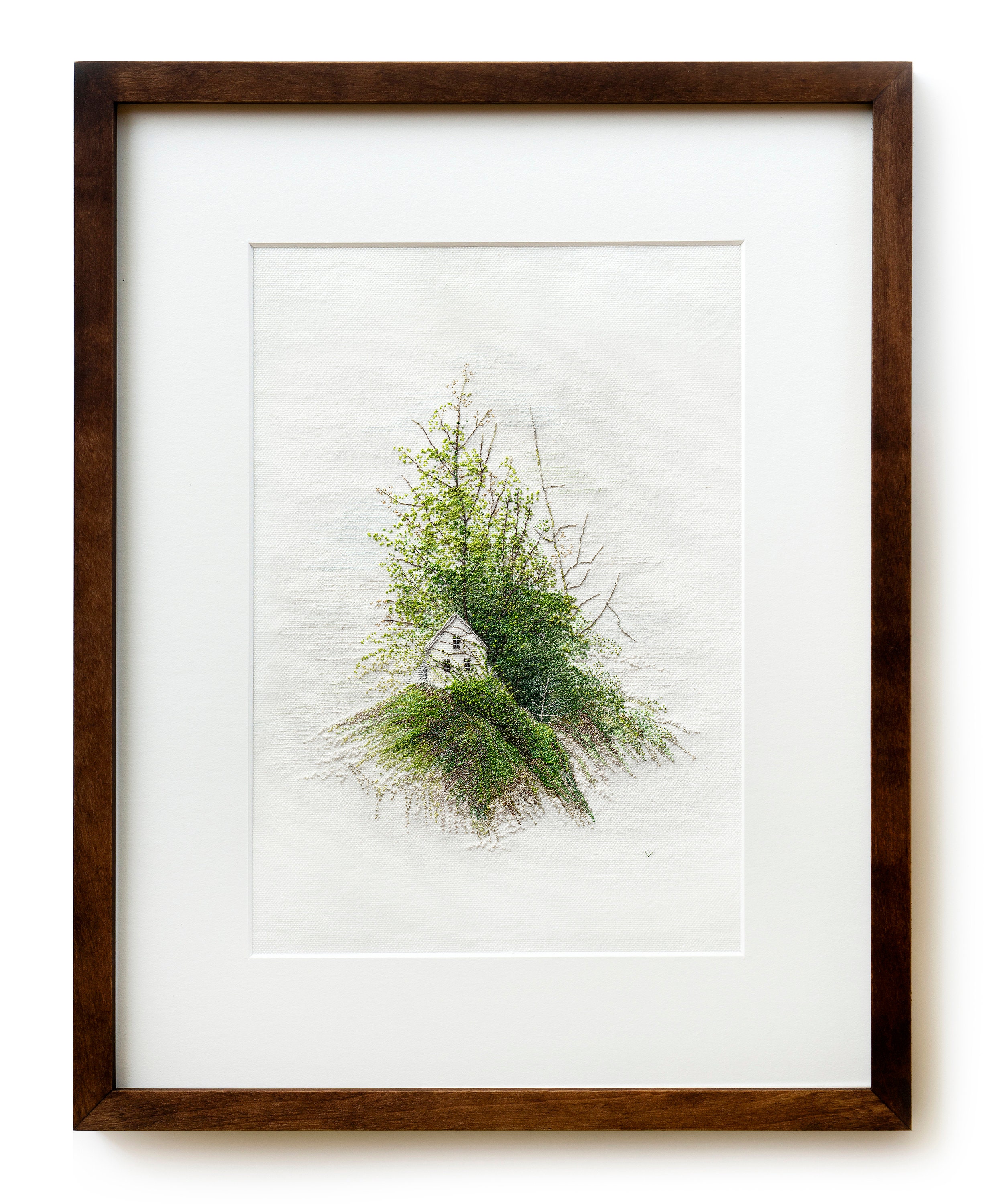 Hand Miniature Embroidery Picture House on the Rock, Realistic, Unique ...