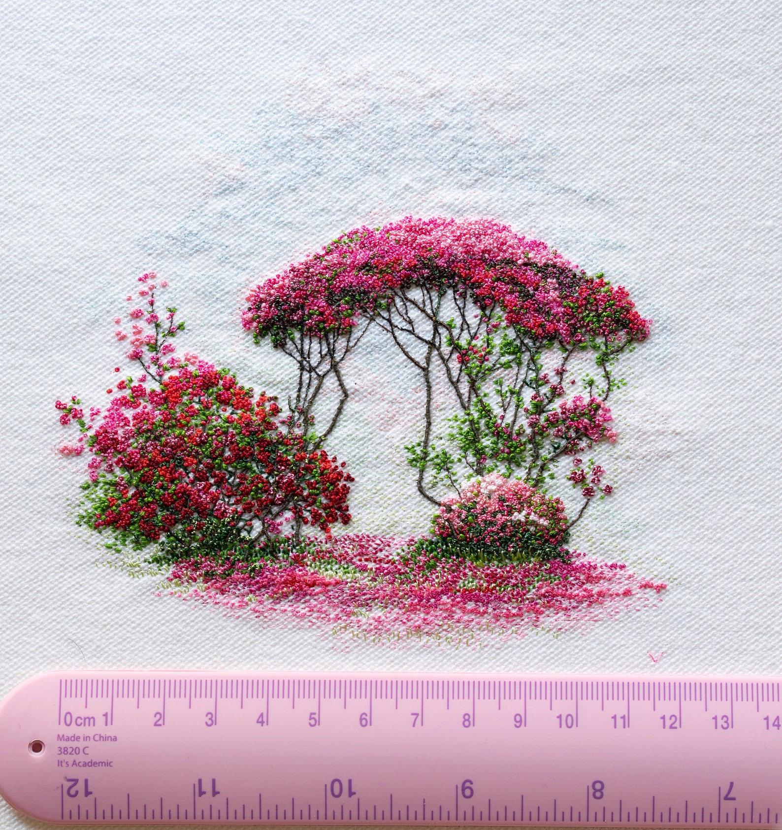 Hand Embroidery Picture Azalea, Realistic, Unique Embroidery Style ...