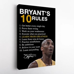 Kobe Bryant '10 Rules' Canvas: Mamba Mentality, Motivational Sports ...
