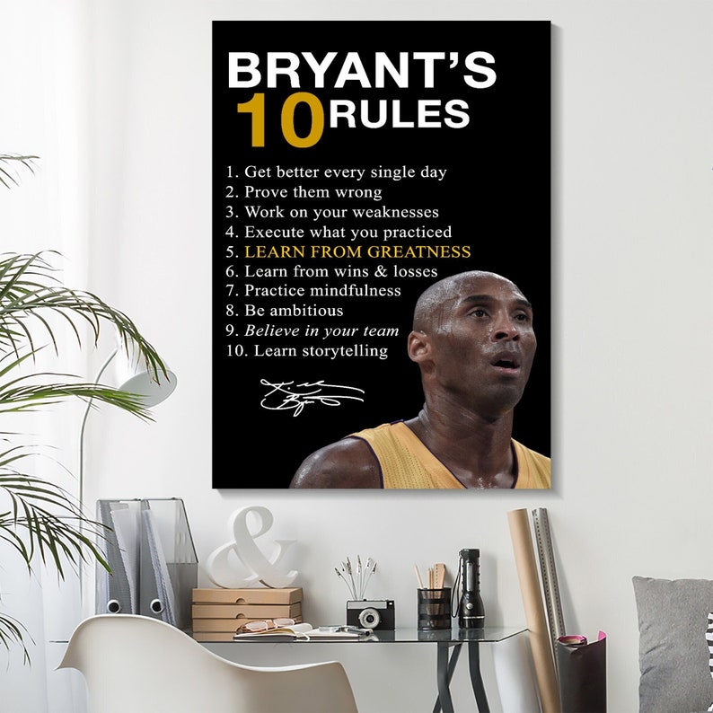 Kobe Bryant '10 Rules' Canvas: Mamba Mentality, Motivational Sports ...