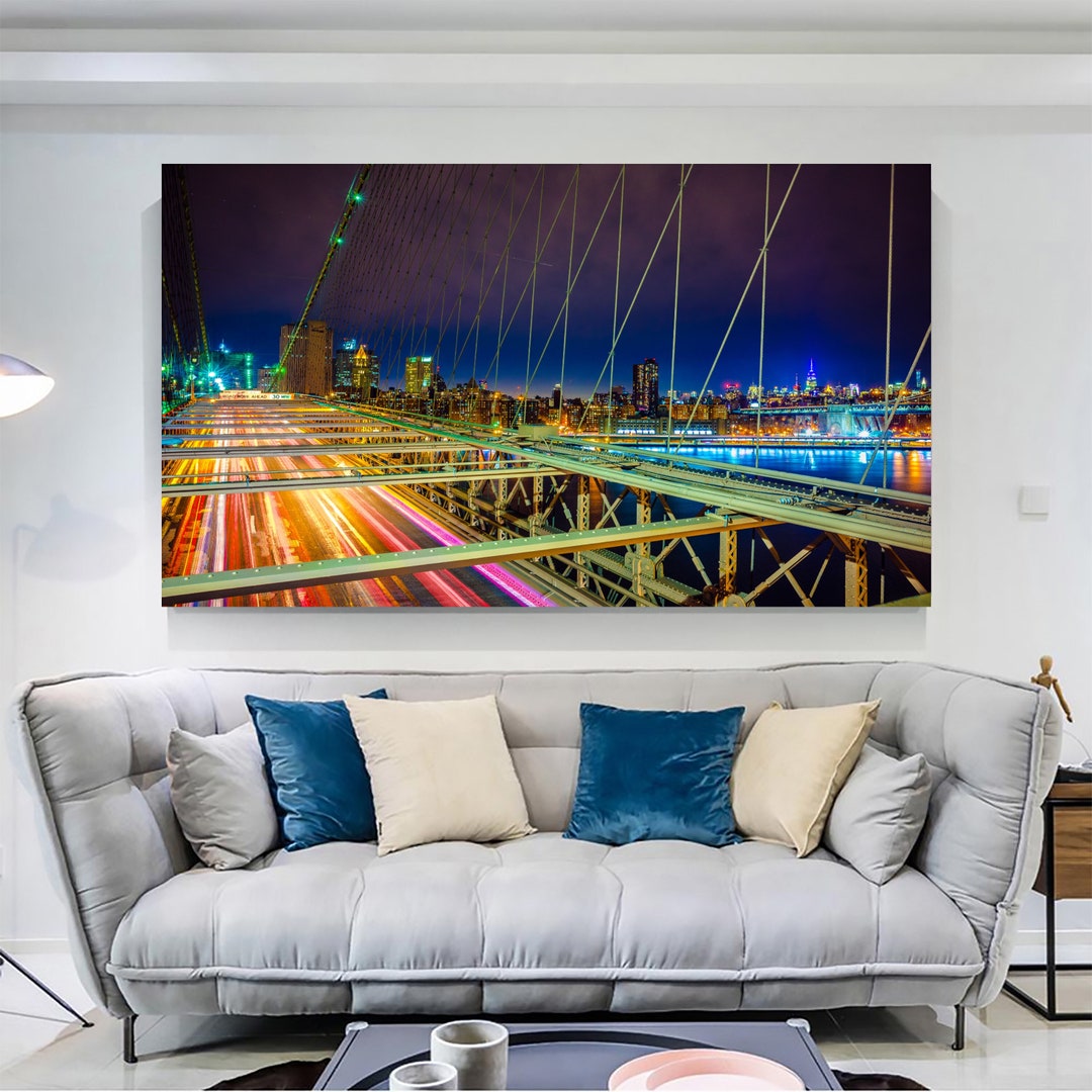 Colorful Brooklyn Bridge Canvas Wall Art, Bridge Poster, Modern Wall ...