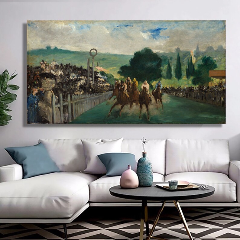 Édouard Manet - the Races at Longchamp Framed Canvas Art - Etsy