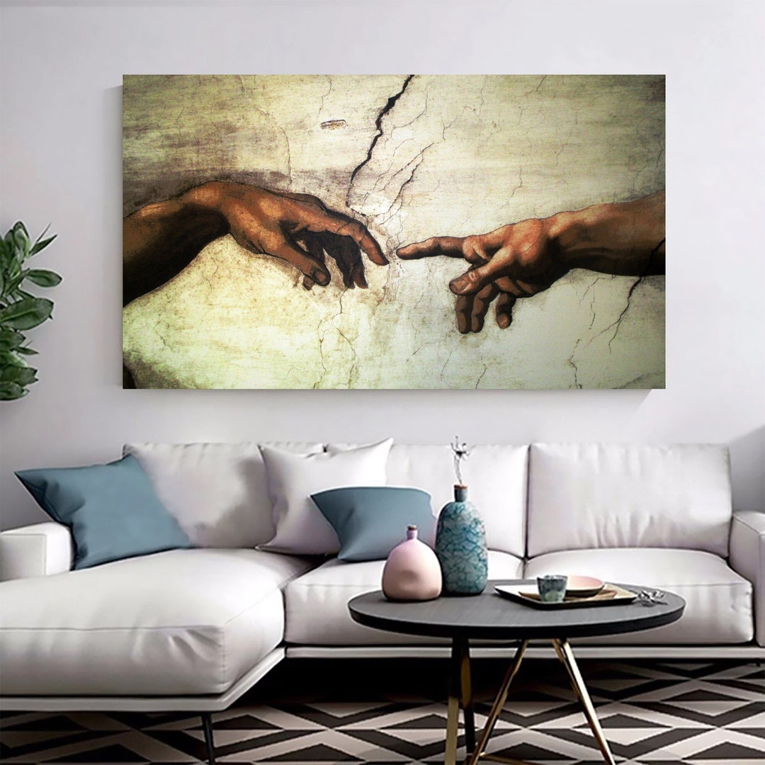 Michelangelo's Creation of Adam Canvas Art: Religious Wall Decor - Etsy