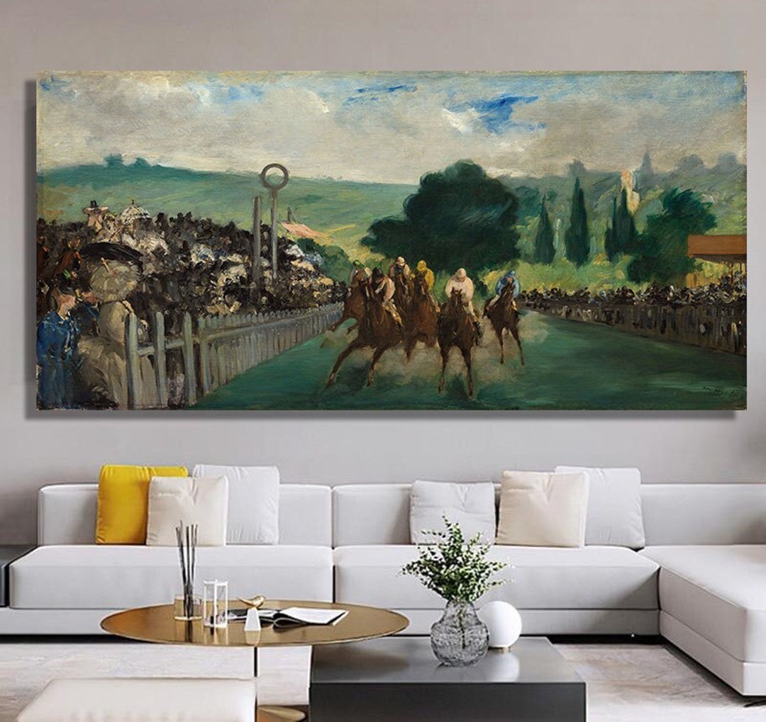 Édouard Manet - the Races at Longchamp Framed Canvas Art - Etsy
