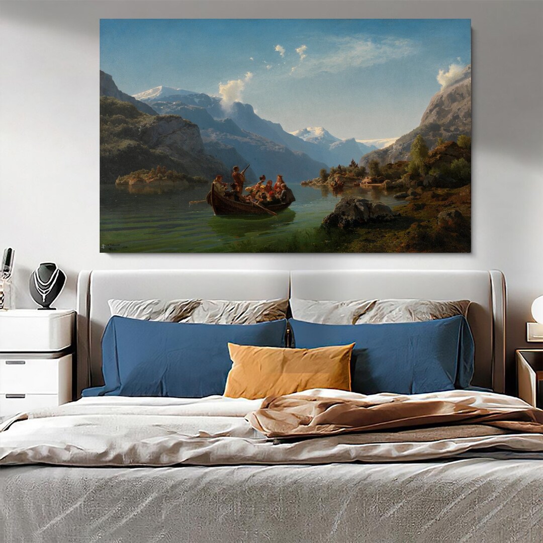 Adolph Tidemand & Hans Gude - Bridal Procession on the Hardangerfjord ...