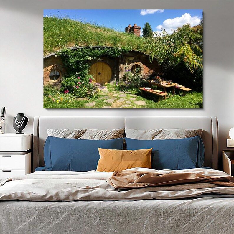 Hobbit House Wall Art Hut Poster Village Print Modern Wall - Etsy