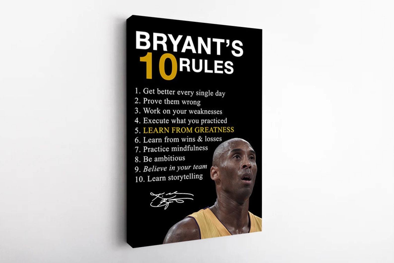 Kobe Bryant '10 Rules' Canvas: Mamba Mentality, Motivational Sports ...