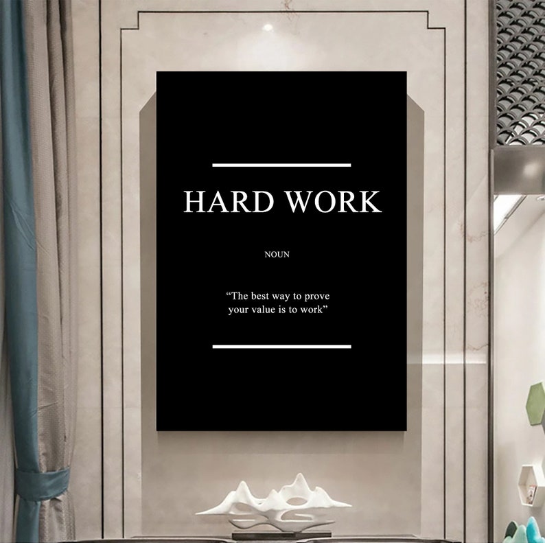 Hard Work Definition Art: Motivational Office Canvas Print - Etsy