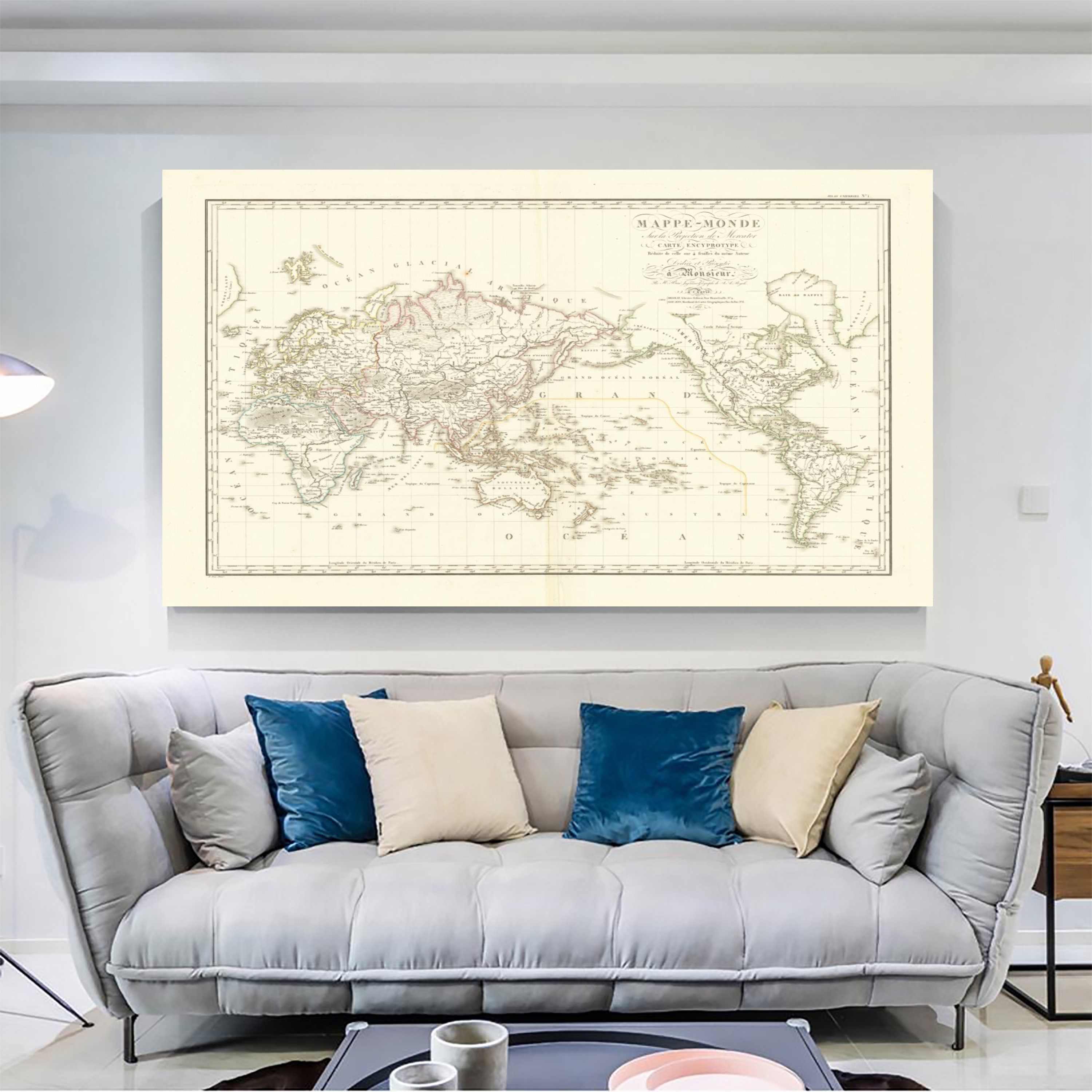 Historical Map of the World Wall Art, Mappe-monde Sur La Projection De ...