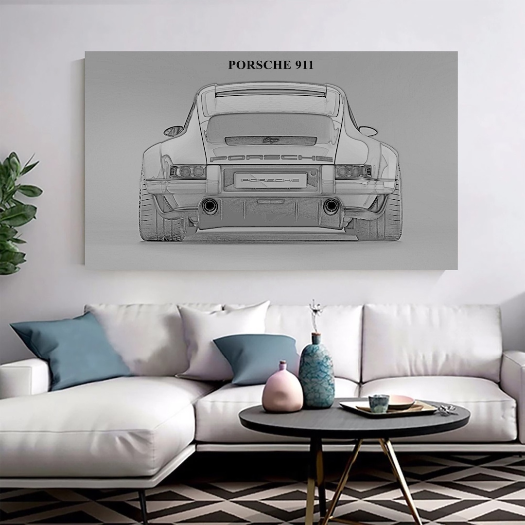 Porsche 911 Carrera Wall Art, Porsche 911 Carrera Drawing Effect Art ...
