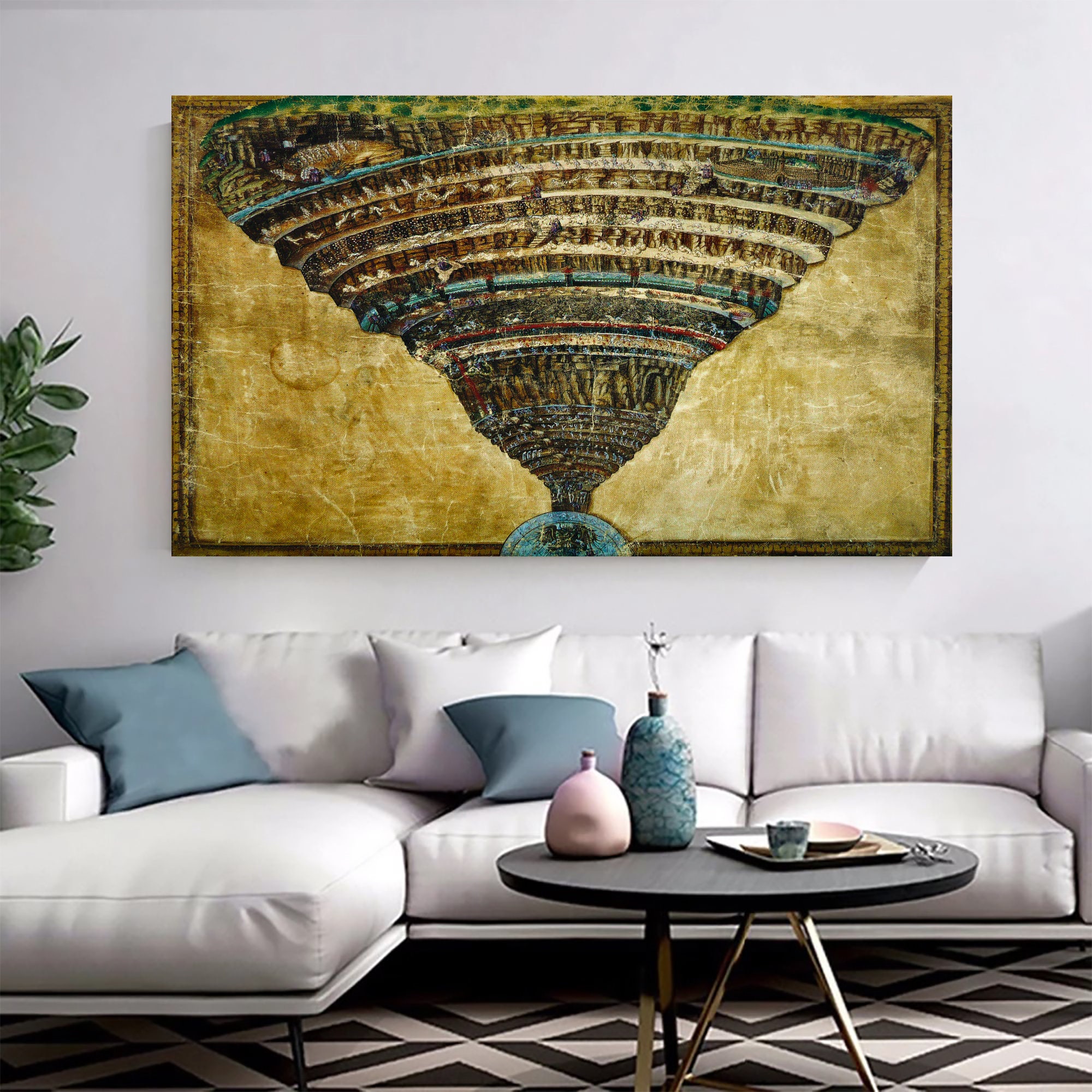 Botticelli's Map of Hell Print: La Carte De L'enfer Canvas Art - Etsy