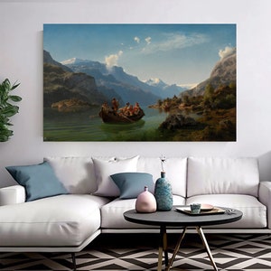 Adolph Tidemand & Hans Gude - Bridal Procession on the Hardangerfjord ...