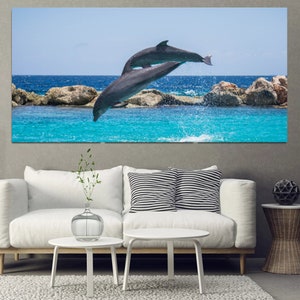 Jumping Dolphins Wall Art, Animal Poster, Modern Wall Decor, Dolphin ...