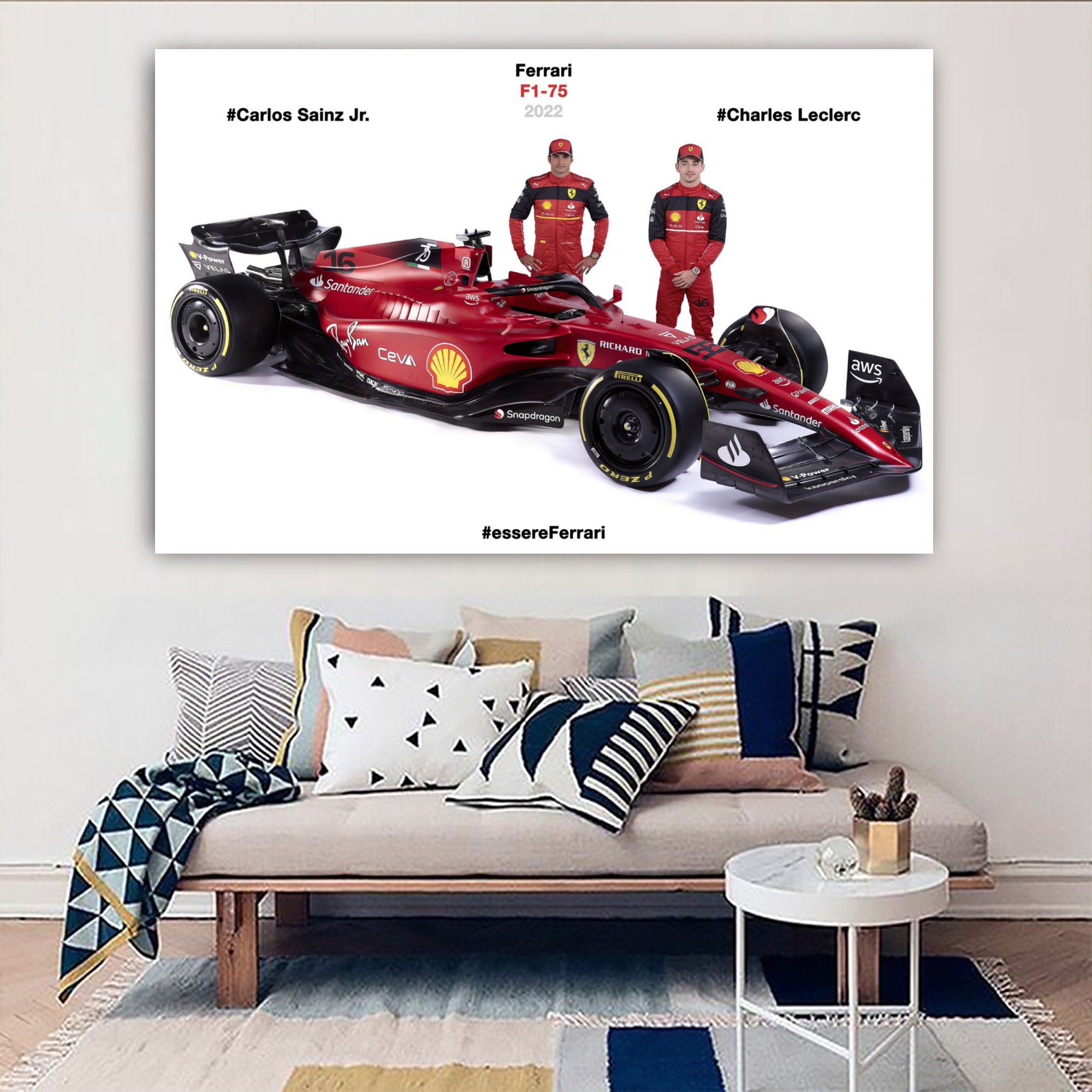 Ferrari Team Wall Decor F1-75 Poster Charles Leclerc and - Etsy