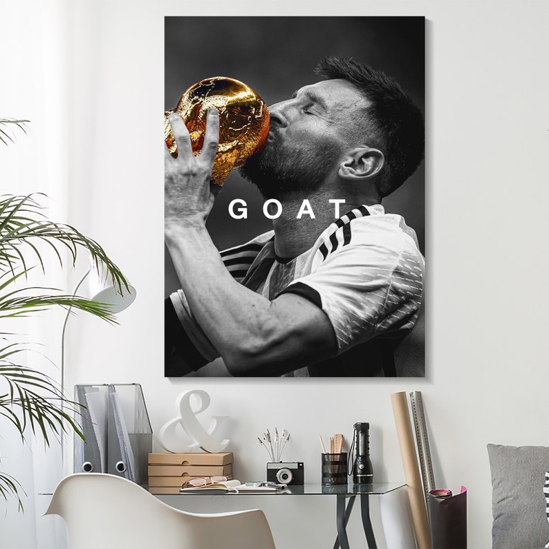 Lionel Messi 'GOAT' Canvas: Argentina Football Legend Art - Etsy