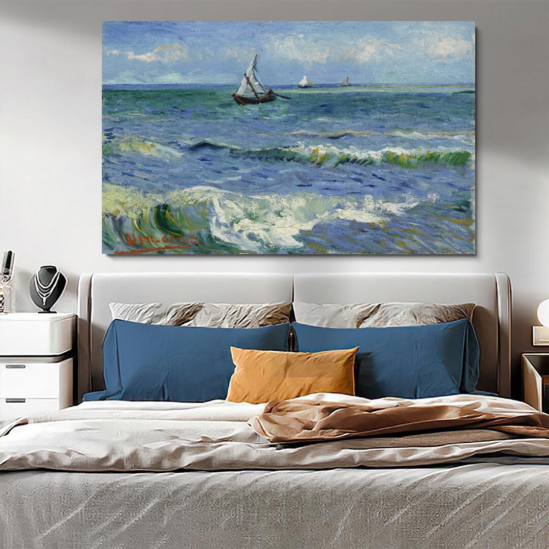 Van Gogh Sea View Art Print: Sailboat Painting Reproduction - Etsy
