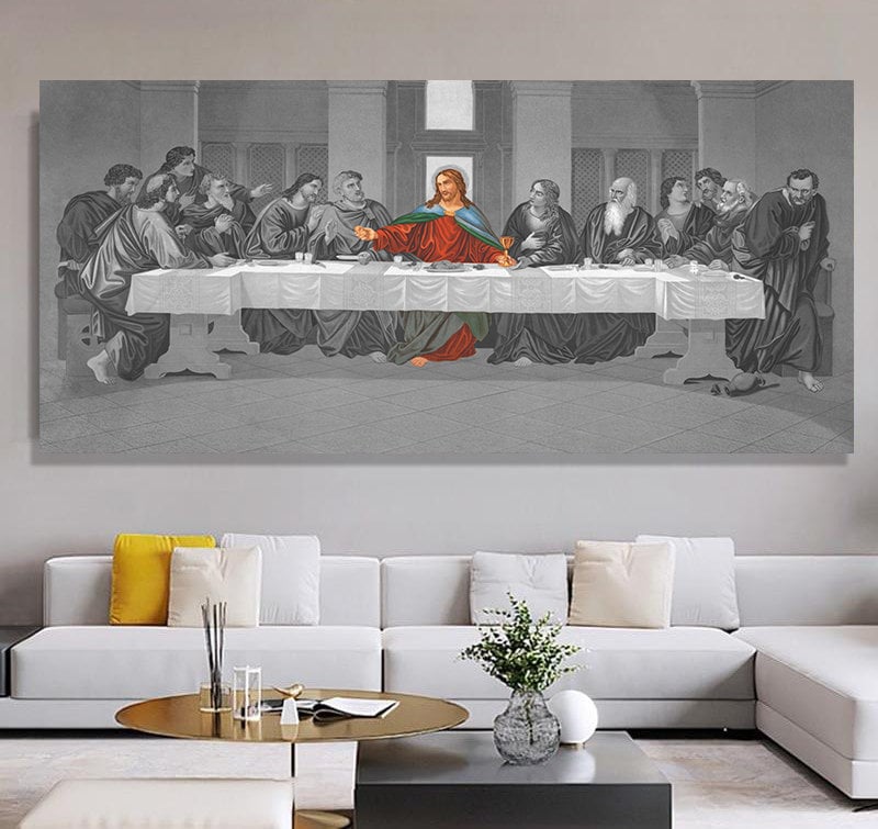The Last Supper by Leonardo Da Vinci, Black and White Art, Reproduction ...