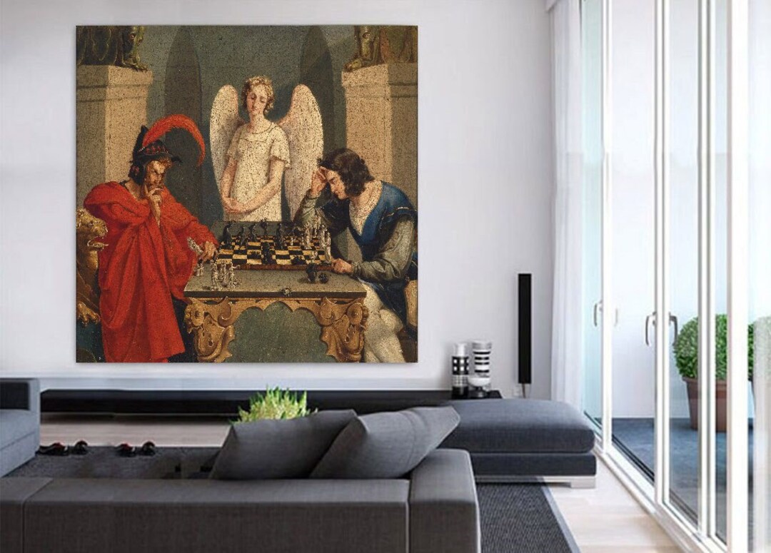 Friedrich August Moritz Faust and Mephistopheles Playing Chess Wall Art ...