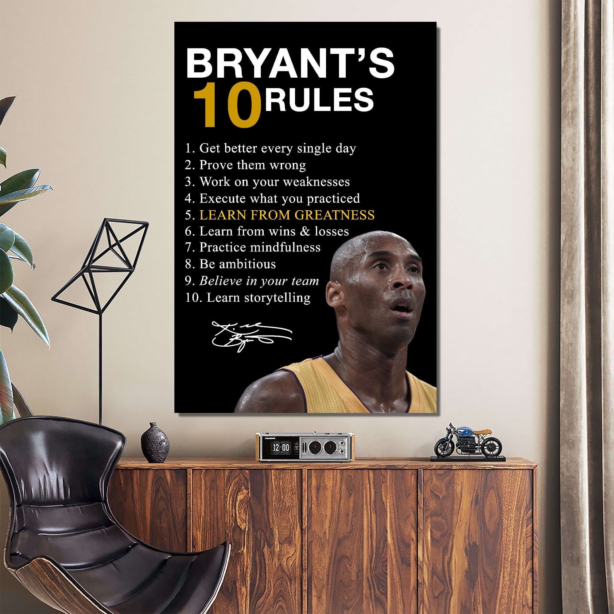 Kobe Bryant '10 Rules' Canvas: Mamba Mentality, Motivational Sports ...
