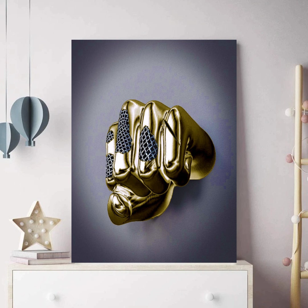 Gold Punch Canvas, Punch Painting, Gold Hand Wall Design, Gold Art ...