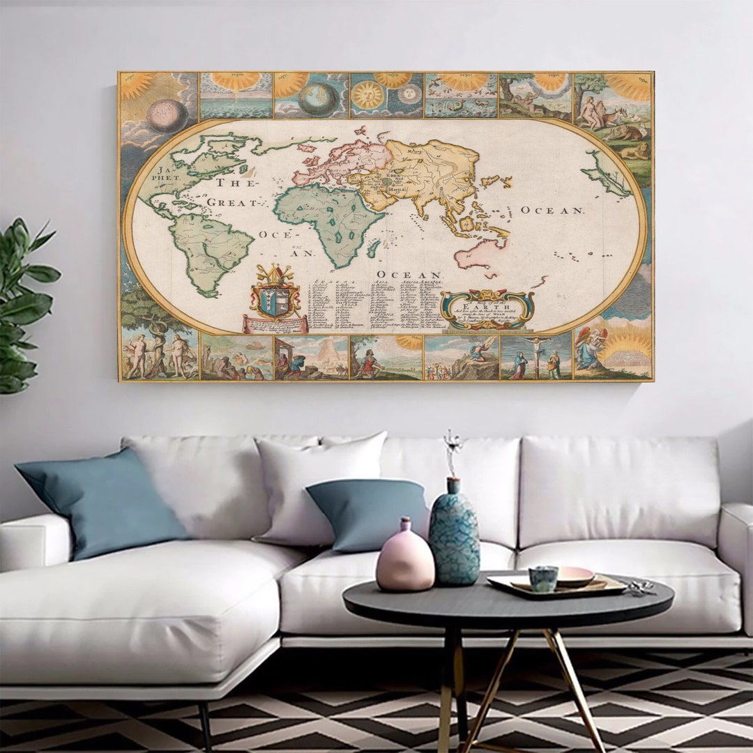 Moxon A Map of the Earth 1681 Cornell Wall Art, The Great Ocean Map ...