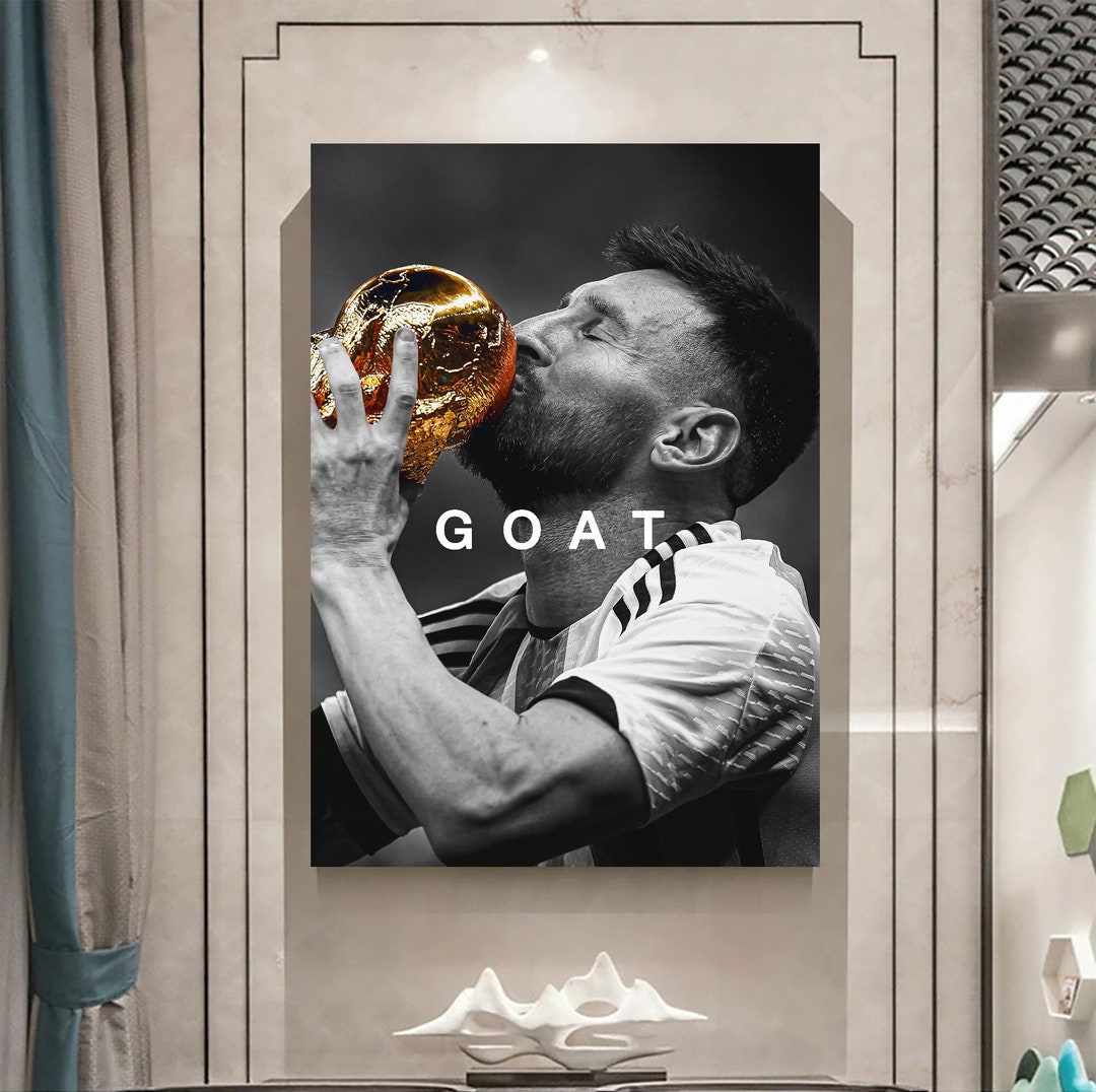 GOAT Messi Canvas, Lionel Messi Poster, Football Legend Art, Argentina ...